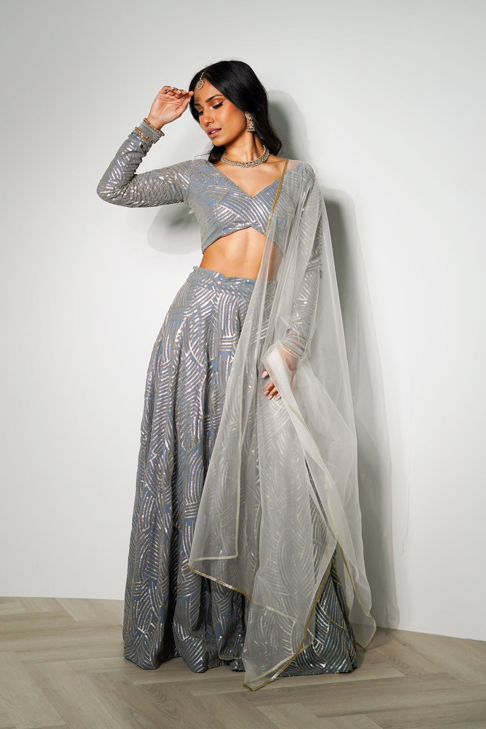 Grey Divya Skirt | The Saree Room