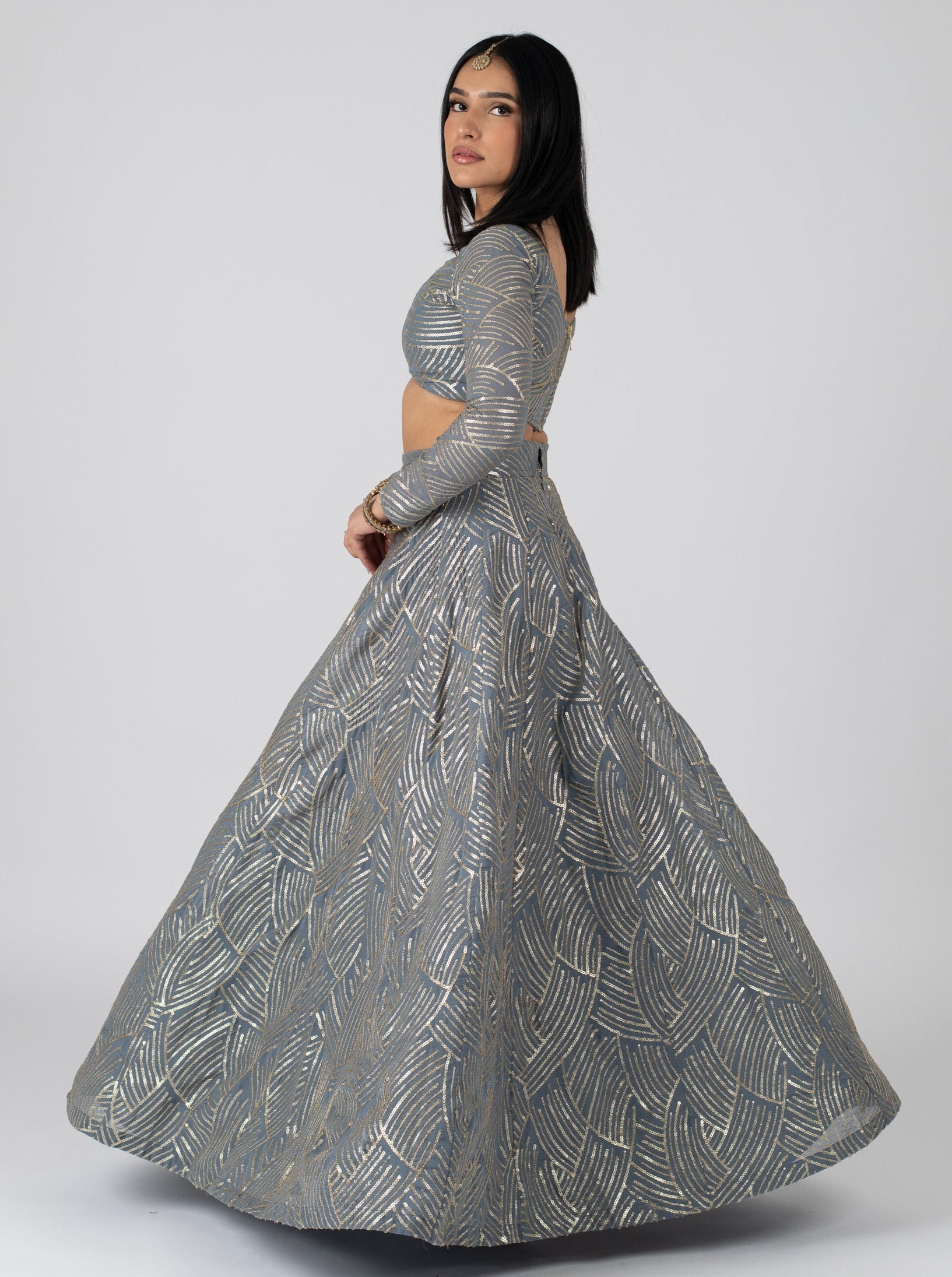 Grey Divya Skirt | The Saree Room