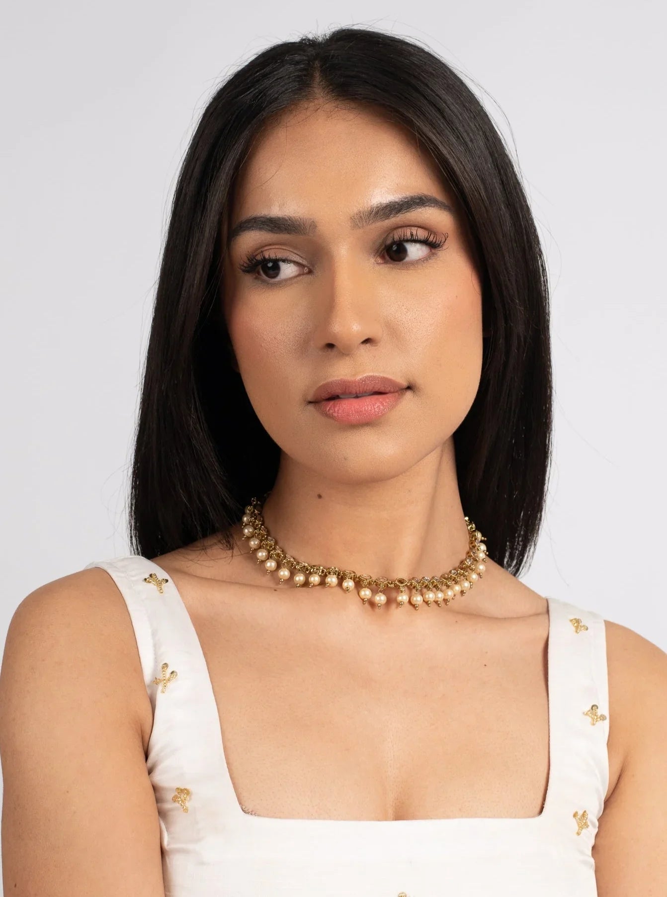 Champagne Dainty Choker | The Saree Room