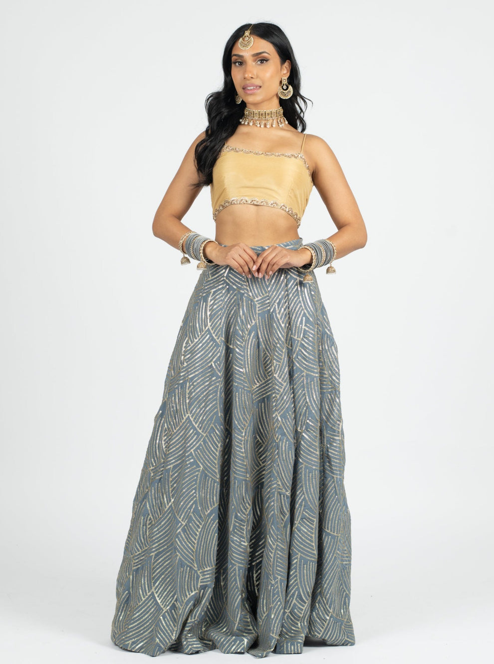 Grey Divya Skirt | The Saree Room