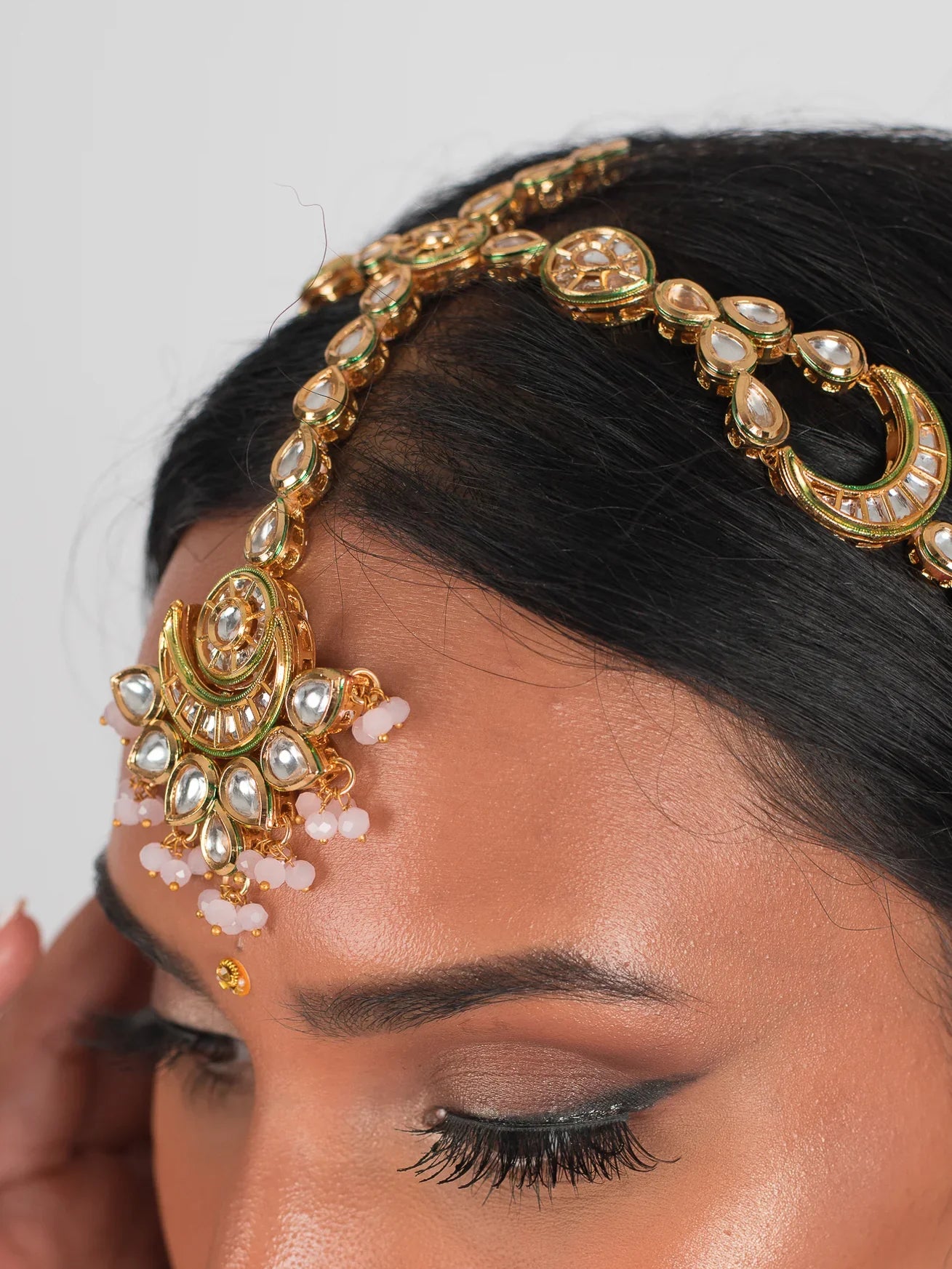 Rose Kundan Phool Tikka | The Saree Room